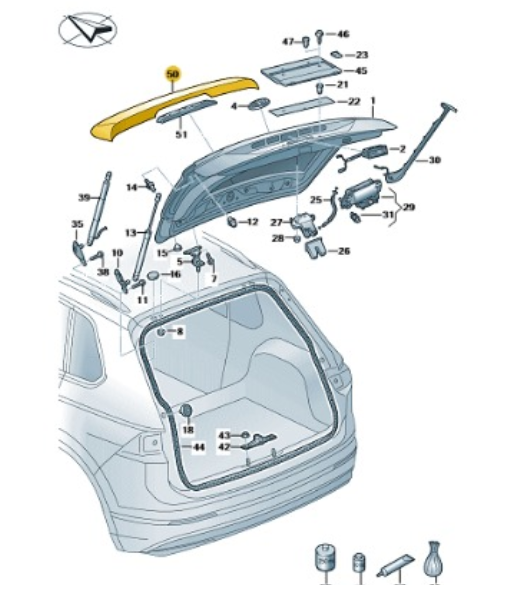 SPOILER POSTERIORE RICAMBI ORIGINALI per VOLKSWAGEN | 5NA827933GRU